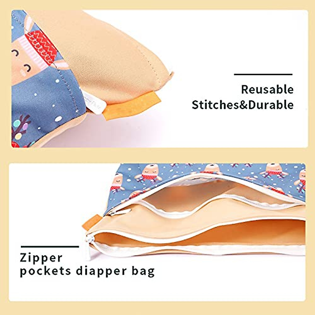 BabyG 2pcs Waterproof Wet and Dry Bag with Two Zippered Pockets, Washable, Reusable for Travel,Hiking, Beach, Pool, Stroller, Diapers, Wet Swimsuits, Toiletries (Orange), 11.8x15.8 Inch (BG2017)