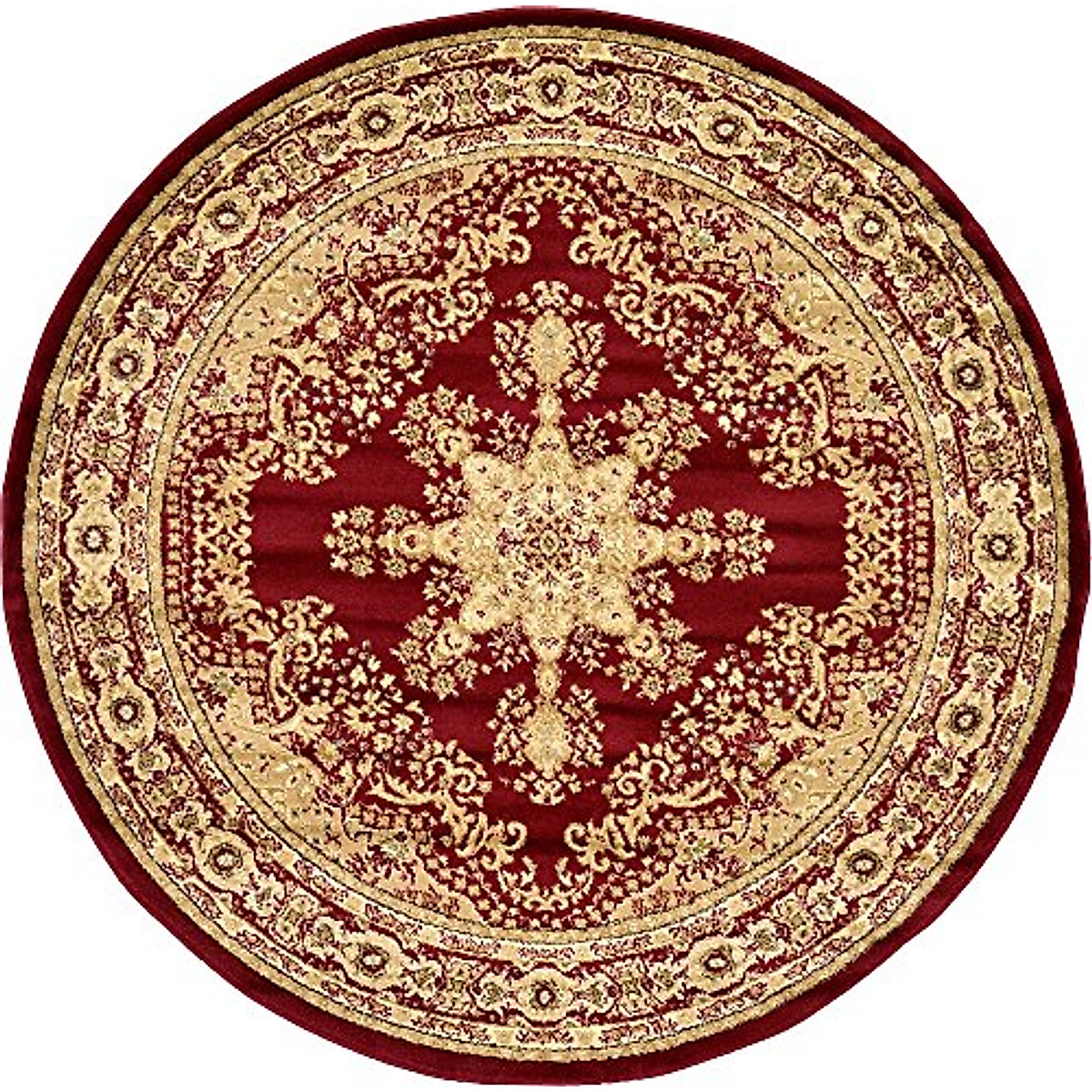 Unique Loom Versailles Collection Traditional Classic Border with Medallion Motif, Area Rug (6' 0 x 6' 0 Round, Burgundy/ Ivory)