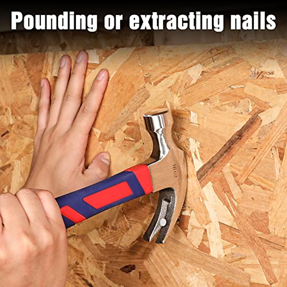 WORKPRO 2 Piece Claw Hammer Set, 8 oz Mini Stubby Claw Hammer&16 oz Fiberglass General Purpose Claw Hammer, Soft Nonslip Handle & Heat Treated Head