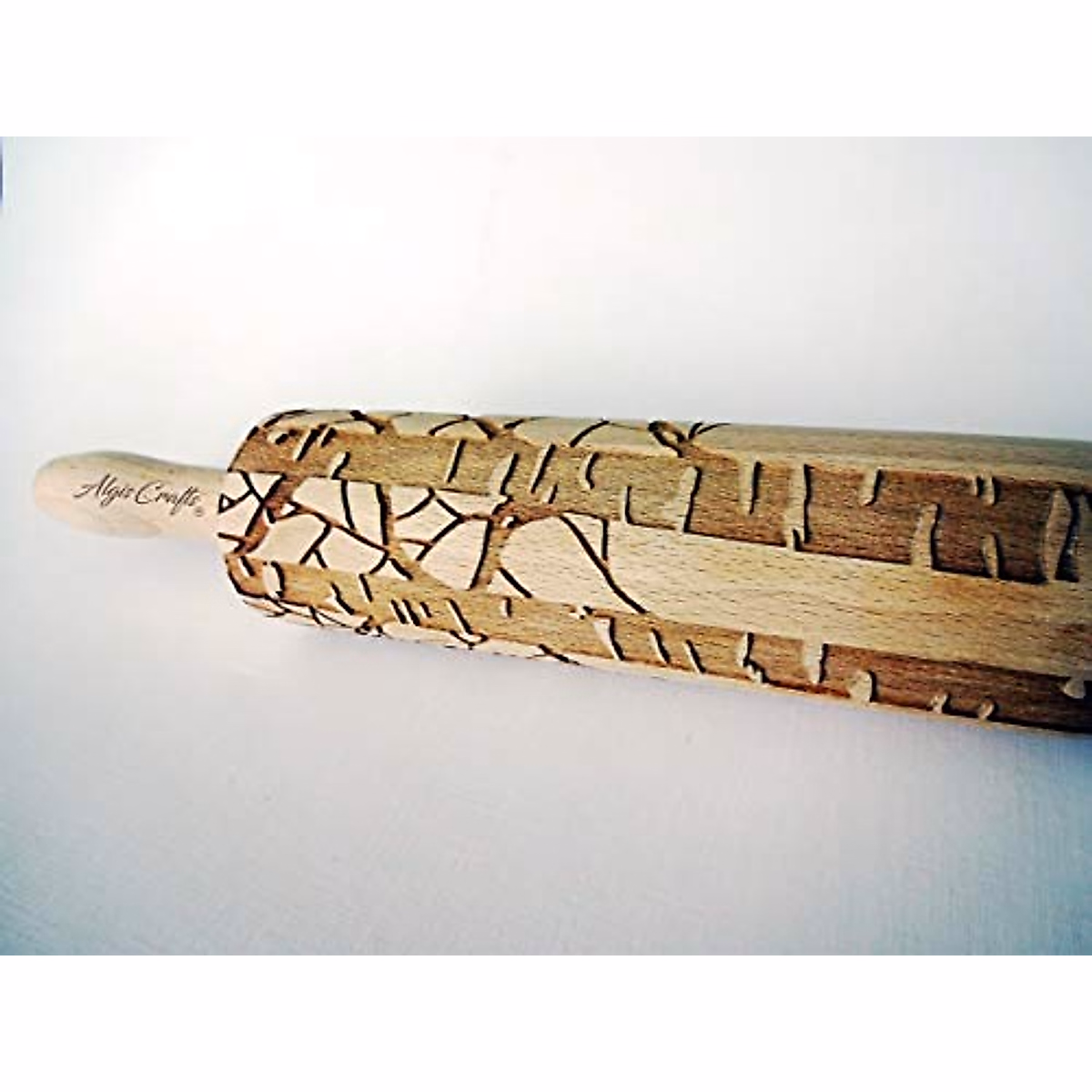 BIRCH embossing rolling pin engraved wooden embossed dough roller for embossed cookies or clay by Algis Crafts
