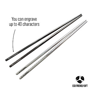 Set of custom reusable metal chopsticks engraved japanese stainless steel dinnerware utensils lot for new home, gifts, party favors, wedding goodie bags, engagements