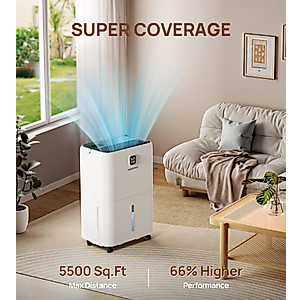 5,500 Sq. Ft Dehumidifier for Basement, VEAGASO 80 Pints Dehumidifiers for Home, Large Room, Bedroom with Drain Hose, Intelligent Humidity Control, Auto Shut Off, Auto Defrost, 1.37 Gal Water Tank