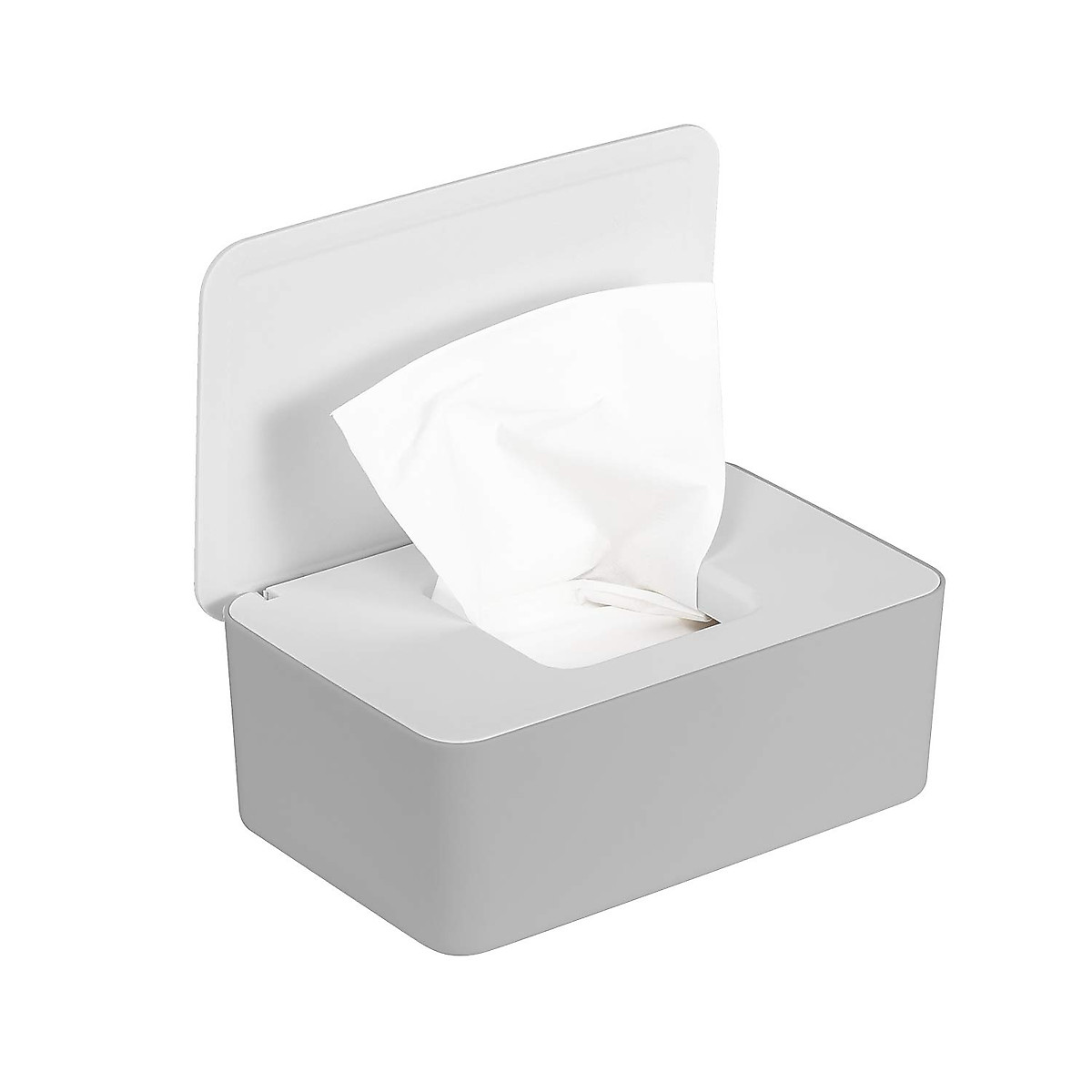 Baby Wipes Dispenser, Baby Wipes Holder with Weighted Plate- Grey