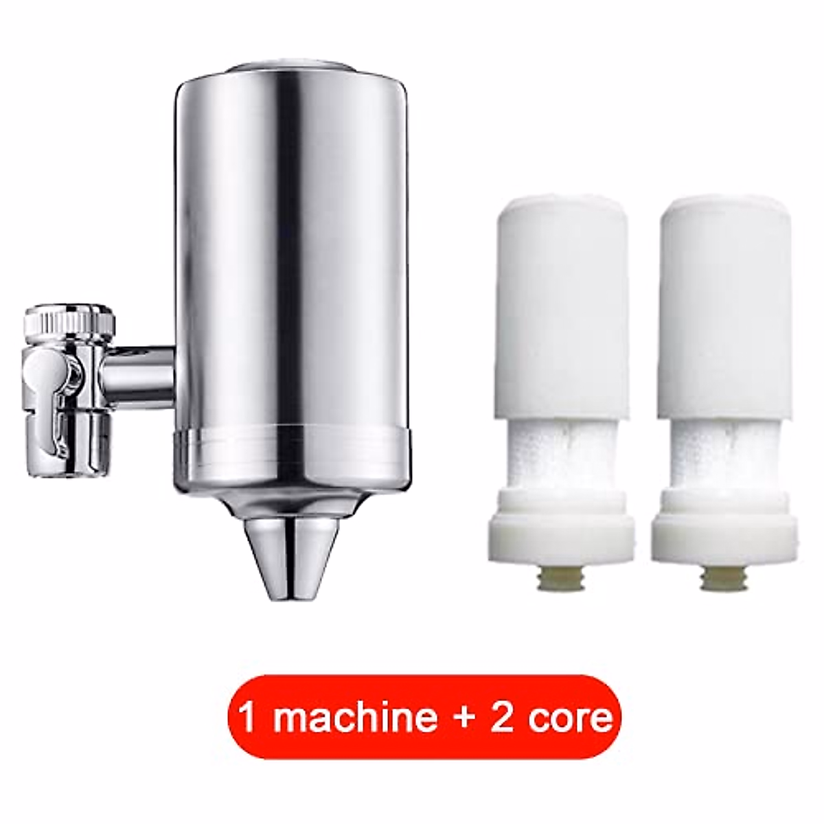Faucet Mount Water Filters SUS304 Stainless Steel Sink Water Filter with Ultrafiltration Membrane Reduce Chlorine, Lead, BPA Free and Pollutants Faucet Water Filter (2 Filters Cartridges)