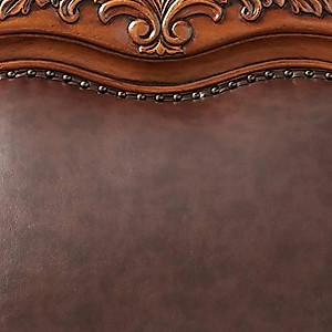 ACME Dresden Sofa w/3 Pillows - 15160 - Brown PU & Chenille - Cherry Oak