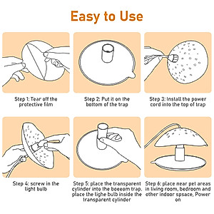 Flea Trap Refills 12 Packs, Flea Trap for Inside Your Home, Replacement Pads for Flea Light, 7.1 Inch Natural Sticky Discs Refill for Bugs Flies