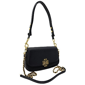 Tory Burch Britten Convertible Crossbody Bag With Gold Hardware (Black)
