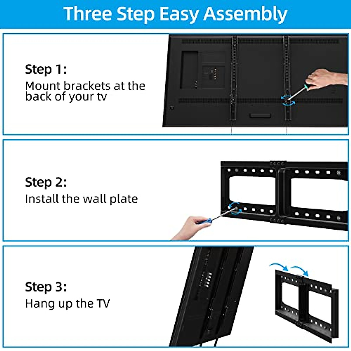 HOME VISION Fixed TV Wall Mount, Low Profile TV Mount for Most 32-75 inch TVs, TV Wall Mount Bracket Max VESA 600X400mm Up to 165lbs Fits 16”-18”-24” Wood Studs, Quick Release Lock