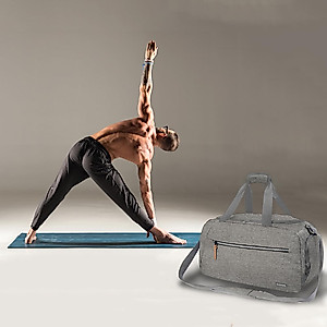 ROTOT Sport Duffel Bag, Gym Bag with Waterproof Shoe Pouch, Weekend Travel Bag with a Water-resistant Insulated Pocket (33L) (Dark gray)