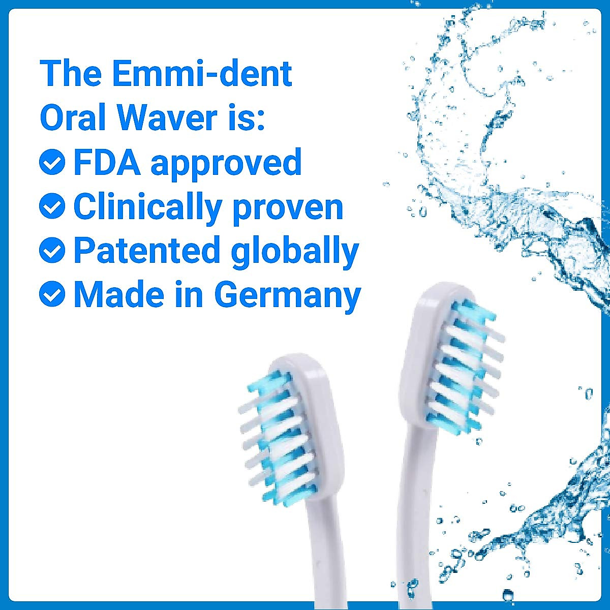 Emmi-dent Metallic/Professional 2-Pin Bristle-Head Attachments - Electric Toothbrush Replacement Heads. Cleans with Ultrasound Waves (Wave 4 Pack)