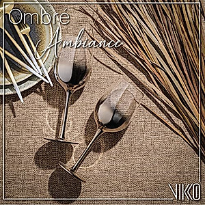 Vikko Décor Silver Ombre White Wine Glasses | Thin, Handblown Glass – Tall, Elegant Stem – Dishwasher Safe – 17.5 Ounce Cup – Great Gift Idea – Set of 12 Wine Glasses