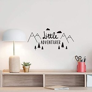 The Tribal Mountain Little Adventure Wall Sticker Art Travel Adventures Mountains Wall Decal for Kids Room Nursery Room Bedroom Wall Art Murals Removable Boys Wall Poster QQ198 (57X27CM)