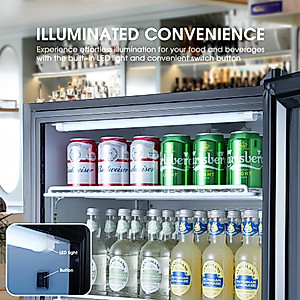 HCK Commercial Beverage Refrigerator 23 inch,10 cu.ft with Single Glass Door,Built-in or Freestanding for Supermarket, Shop,Bar,Restaurant,etc C280MX