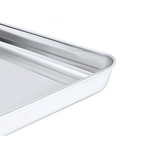 Mini Toaster Oven Tray Pan, P&P CHEF Stainless Steel Broiler Pan, Small Rectangle 9''x7''x1'', Non Toxic & Heavy Duty, Easy Clean & Dishwasher Safe