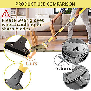 Frebuta Floor Scraper Long Handle Heavy Duty, 31 to 62In Tile Joint Scraper with 4 in 10PCS Extra Metal Blades Stainless Steels Razor Scraper Kit Cleaning Stove Top Windows Glass Tiles Wall Labels