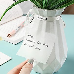 Jiemay 600 Pcs Transparent Sticky Notes Pad, Clear Sticky Notes for Books Message Reminder, Waterproof self-Adhesive Translucent Sticky Notes, 12 Packs (3"x3")