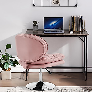 MCombo Swivel Accent Chair with Height Adjustment, Upholstered Desk Chair for Living Room Office 4846 4473 (Round Base, Pink)