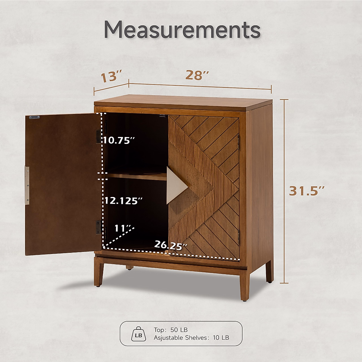 COZAYH Farmhouse Storage Cabinet Accent Sideboard Wood Buffet Cabinet with 2-Door for Living Room, Hallway, Bedroom, Dining Room