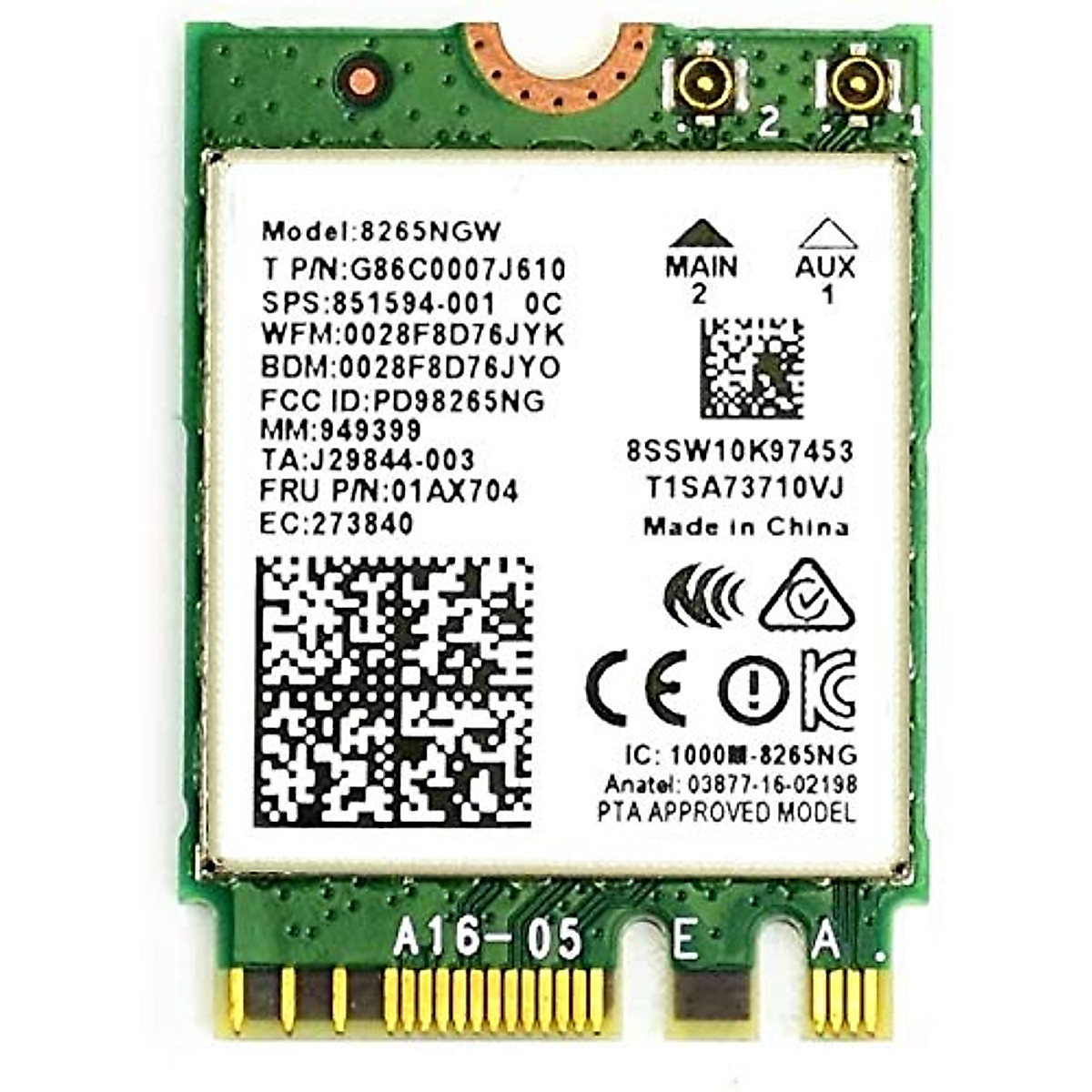 Waveshare AC8265 Wireless NIC Module for Jetson Nano Supports 2.4GHz / 5GHz Dual Band WiFi and Bluetoth 4.2