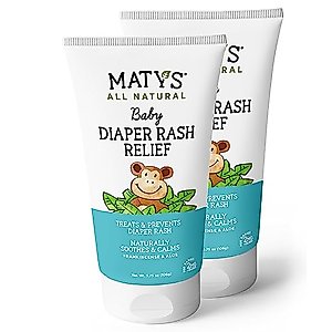 Maty's Baby Diaper Rash Relief Ointment - Natural Soothing Cloth Diaper Safe Cream Made With Organic Ingredients like Lavender, Aloe and Zinc, for Babies 2 months+, 3.75 Oz, 2 Pack