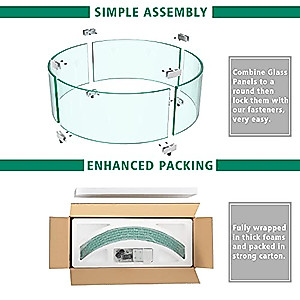 Fire Pit Wind Guard Round, Fire Pit Round Glass Wind Guard, Fire Table Wind Guard Round, Fire Pit Shield Round 23" x 6", by GFGRGD