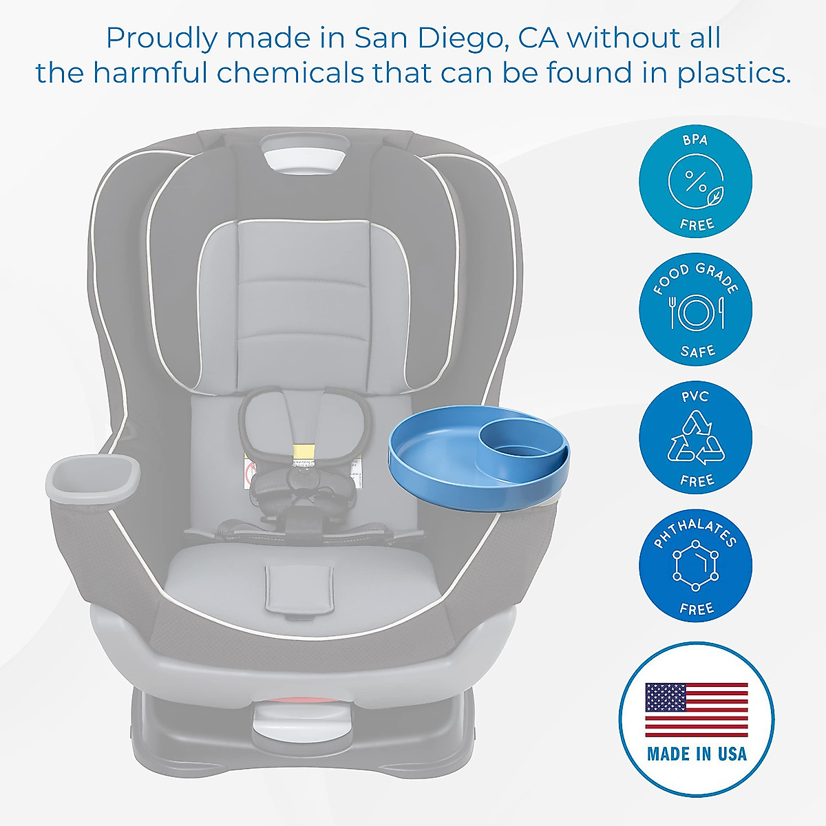 My Travel Tray Kids Travel Tray Cup Holder - Cup Holder Travel Tray for Cup Holders (Sky Blue), 1 Count (Pack of 1)