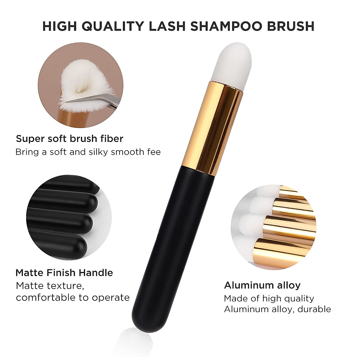 BEYELIAN 20 Pcs Lash Shampoo Brushes Set, Eyelash Extension Cleanser Brush, Blackhead Remover Brush, Nose Pore Deep Cleaning Brush, Soft and Comfortable Facial Makeup Remover Tools Black