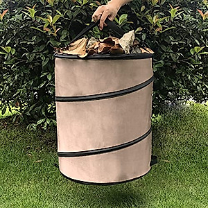 YOUTHINK Collapsible Trash Can, 37.8L 10 Gallon Oxford Cloth Recycling Large Leaf Garbage Bag Trashcan with Handles for Garden Home Camping