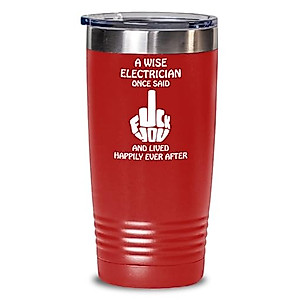 Creator's Cove Electrician Rude 20 oz 30 oz Insulated Tumbler Fuck Off Adult Dirty Humor, Gift For Coworker Leaving Curse Word Middle Finger Cup Swearing