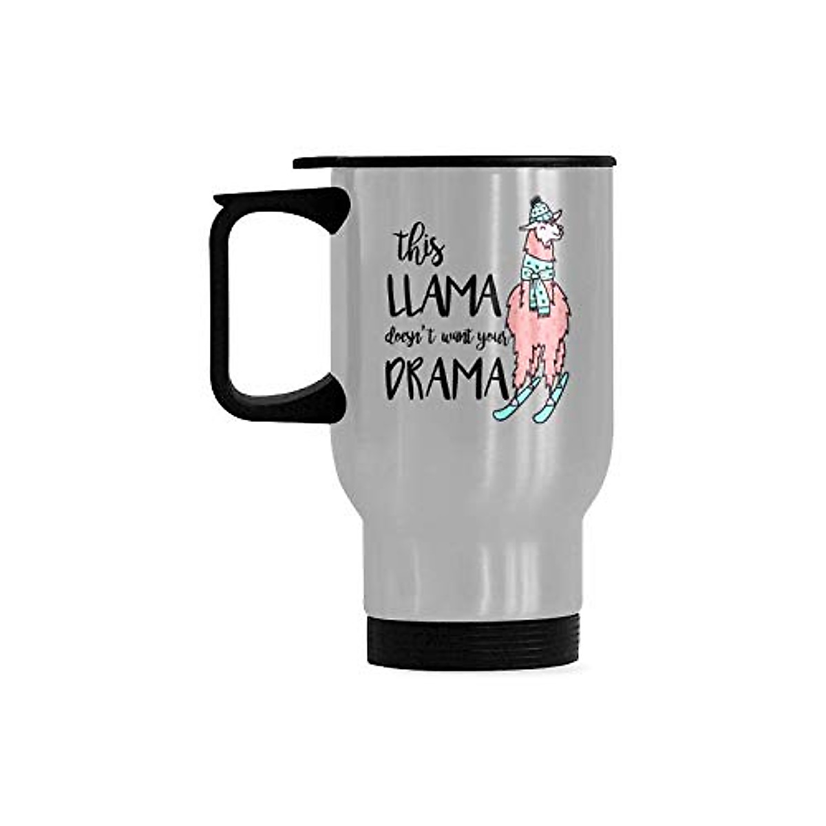 Funny Travel Mug This Llama Doesn't Want Your Drama Stainless Steel Coffee Cup, Funny Gifts for Christmas Birthday Mug, 14 Ounce Travel Mug Tea Cup