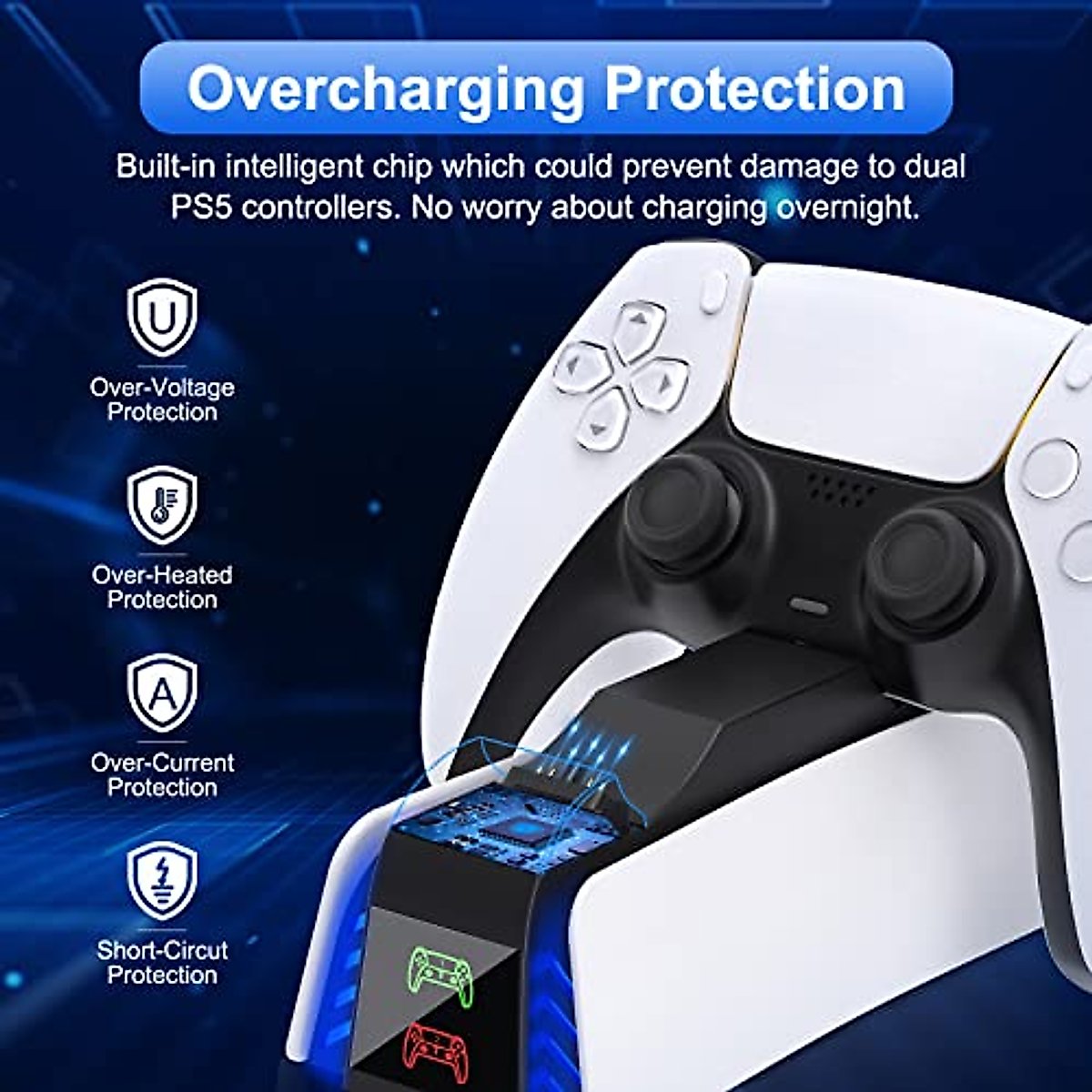 PS5 Controller Charging Station, PS5 Controller Charger for DualSense, PS5 Charging Dock Stand Holder with Fast Charging Cord, Remote Charger Docking Station for Playstation 5 Controllers