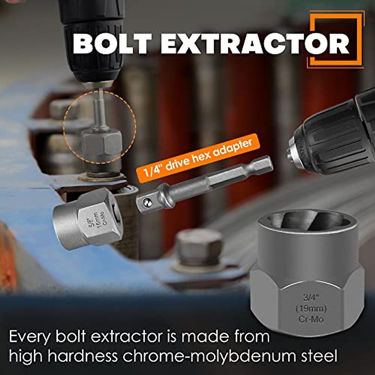 ACROTOL 26 Pieces Bolt Extractor Set, Spiral Screw Extractor Set and Drill Bits, Extraction Socket Set for Removing Damaged, Rusted, Rounded Bolts, Nuts and Screws