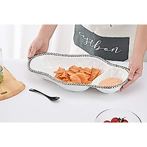 Pampa Bay Porcelain 2-Section Serving Tray Platter (White)