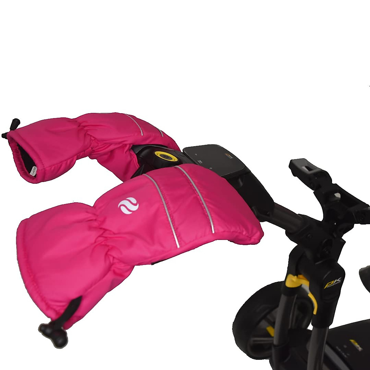 Surprizeshop Winter Golf Mitts Pair | Left & Right Hand | Universal Golf Trolley Hold Strap | Wind & Waterproof | One Size Fits All with Adjustable Toggle | Soft Warm Fleece Lining (Pink)