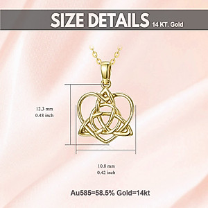 KECHO Gold Irish Celtic Necklace 14k Gold Vintage Triquetra Trinity Celtics Knot Pendant Necklace Jewelry Christmas Gifts for Women Mother Wife, 16"+ 1"+1" +1”
