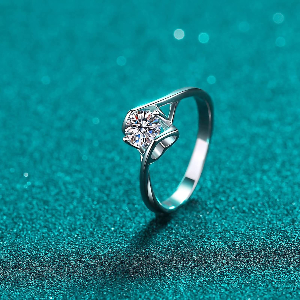 CHIRENMA 925 Sterling Silver 0.5Carat/1Carat/2Carat Round Cut Solitaire Moissanite Engagement Promise Wedding Ring for Women, Size 6-8 (style 4, 6)