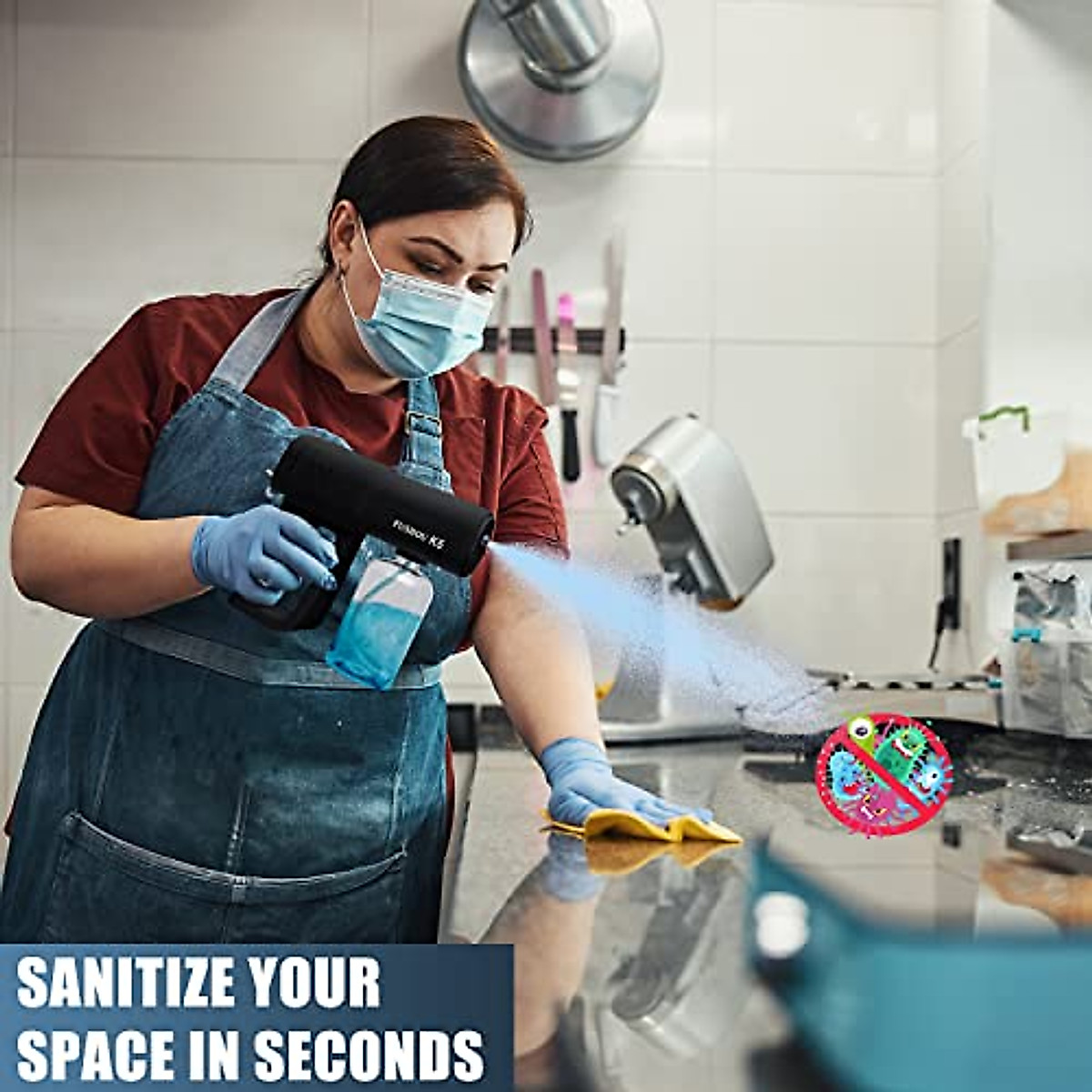 Nano Steam Gun Handheld Electrostatic Sprayer Rechargeable Nano Atomizer, 12 oz Portable Electric Mist Steam Gun for Home，Offoce，School，Garden，Detachable Tank(Black)