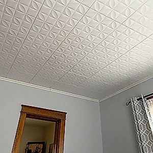 A La Maison Ceilings R103 Perceptions Foam Glue-up Ceiling Tile (256 sq. ft./Covers), Pack of 96, Plain White