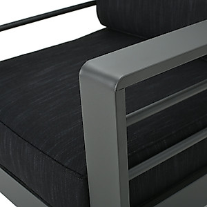 Christopher Knight Home Crested Bay Outdoor Aluminum Club Chairs with Water Resistant Cushions, 2-Pcs Set, Grey / Dark Grey