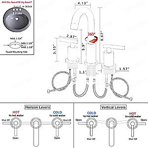 TRUSTMI 2-Handle 8 inch Widespread Bathroom Sink Faucet with Pop Up Drain and cUPC Faucet Supply Hoses, Matte Black Basin Faucet Mixer Taps