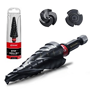 EZARC Step Drill Bit for Metal, M35 Cobalt Step Drill Spiral Flute Unibit Step Drill Bit (1/4''-3/4'') Wear-Resistant AlTiN Coated, 1/4" Hex Shank for Metal, Stainless Steel, Aluminum, Plastic