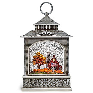 Roman 133334Led Swirl Lantern Farm Pumpkins, 10.5 inch, Multicolor