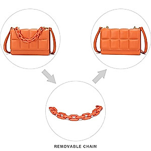 YIKOEE Mini Purse for Women with Detachable Plastic Chain Strap (Orange)