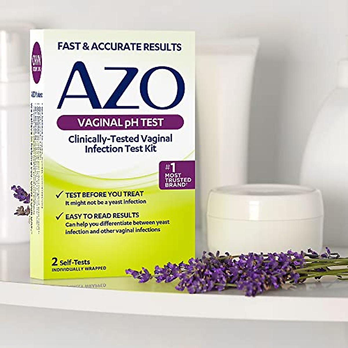 AZO Vaginal pH Test Kit, Clinically-Tested Vaginal Infection Test Kit, Fast & Accurate Results, from The #1 Most Trusted Brand, 2 Self-Tests
