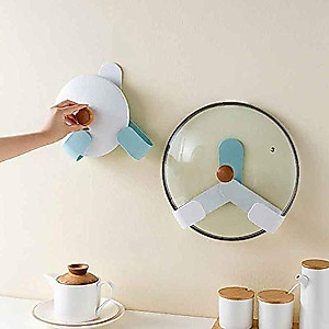 XJJZS Punch-free Spin Kitchen Home Pot Pan Cover Shell Cover Sucker Tool Bracket Storage Rack Organizer Pot Lid Kitchen Accessories (Color : Blue)