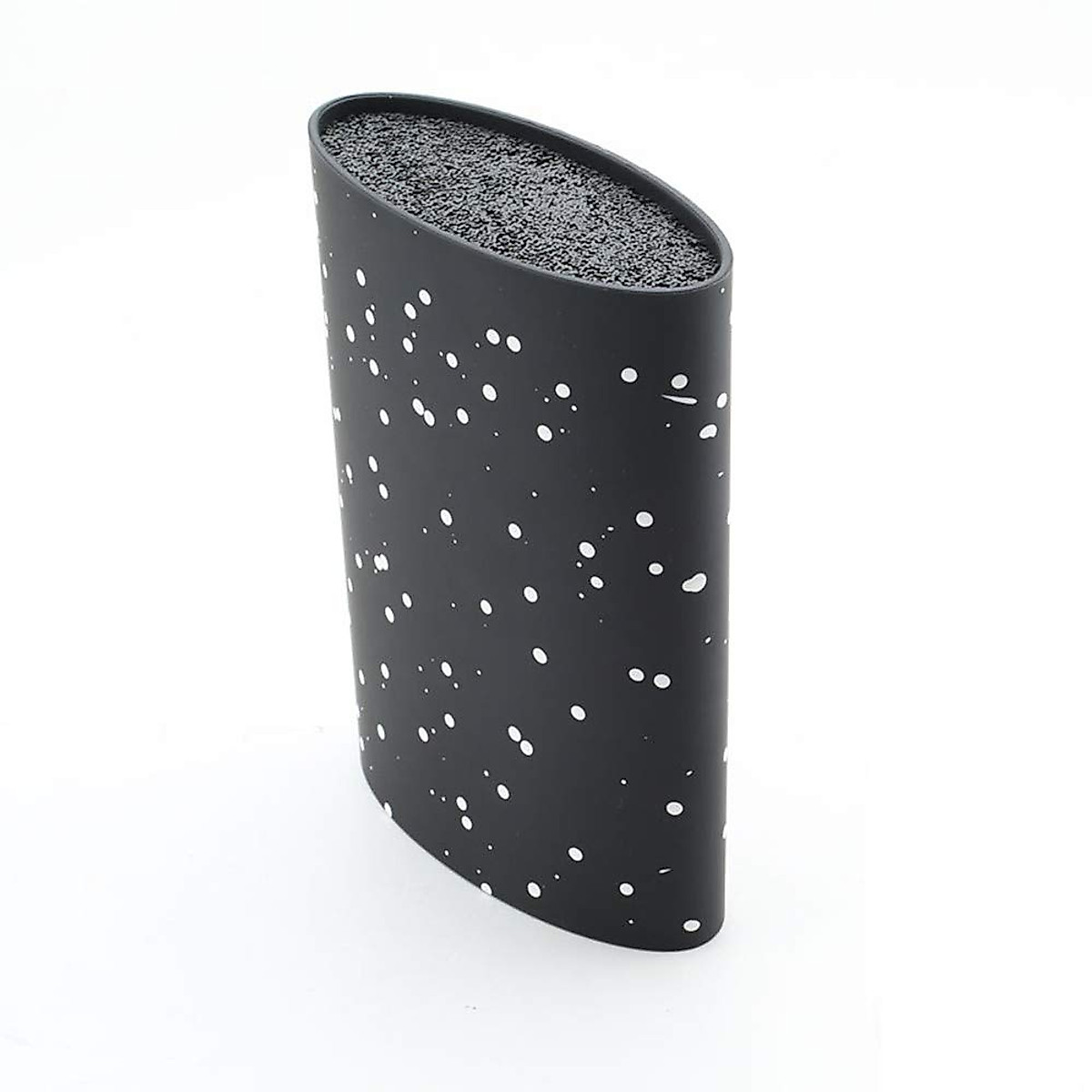 KeepingcooX Universal Oval Knife Block - Easy to Clean & Compact Storage for up to 12 Kitchen Knives with Unique Slot Design to Protect Blades & Secure Safely (Black Oval)