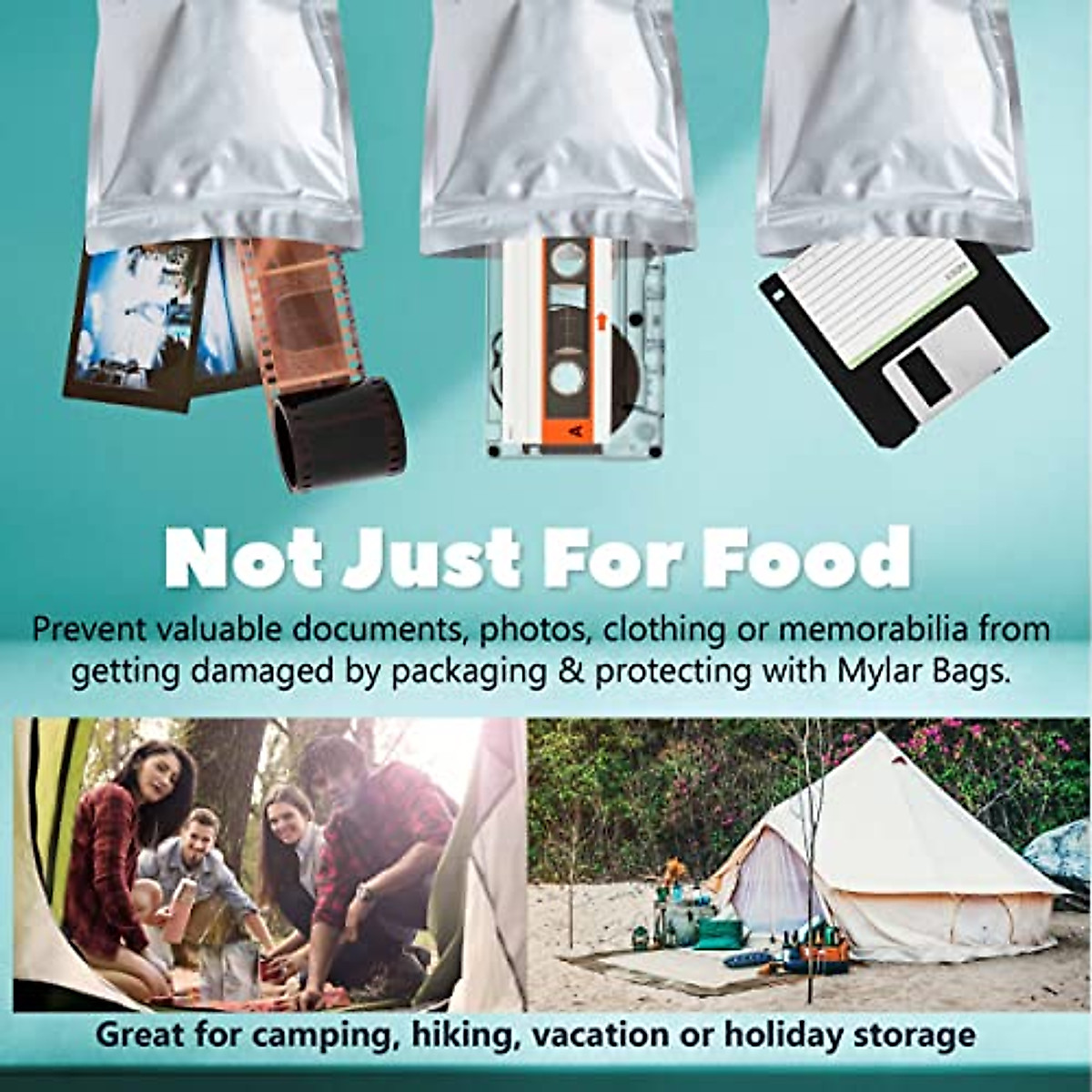 25 Mylar Bags with 25 Oxygen Absorbers - Large 1 Gallon Gusseted Bag 40 Labels for Food Storage - 5mil Resealable Packaging with Food Grade Absorber To Keep Out Moisture, Light & Oxygen for Long Storage