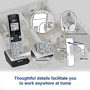 AT&T TL86103 2-Line Corded/Cordless for Small Business with Answering Machine, 2-Mailboxes, Connect-to-Cell, Caller ID Announcer, Intercom, Line-power, Long Range & Expandable to 12 Handsets