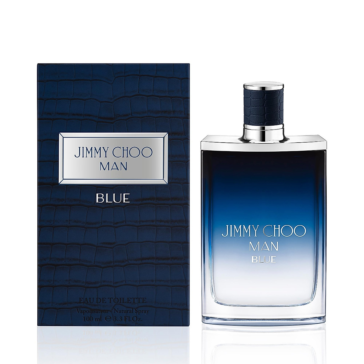 JIMMY CHOO Man Blue Eau de Toilette - Long Lasting Fragrance with notes of Black Pepper, Cypress & Vanilla Bean - Leathery & Woody - 3.3 fl. oz.