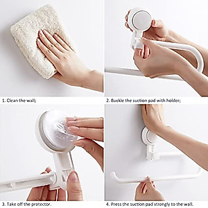 TAILI Suction Cup Paper Towel Holder Under Cabinet, No Drilling Plastic Paper Towel Rack for Kitchen, Reusable Paper Towel Hanger, Wall Mount Paper Towel Holder White